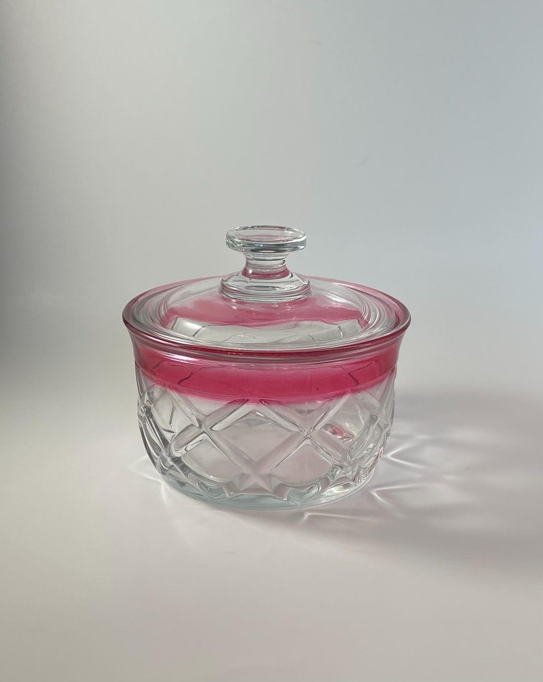 Vintage Indiana Glass Ruby Flash Criss Cross Lattice Pattern Candy Dish ...