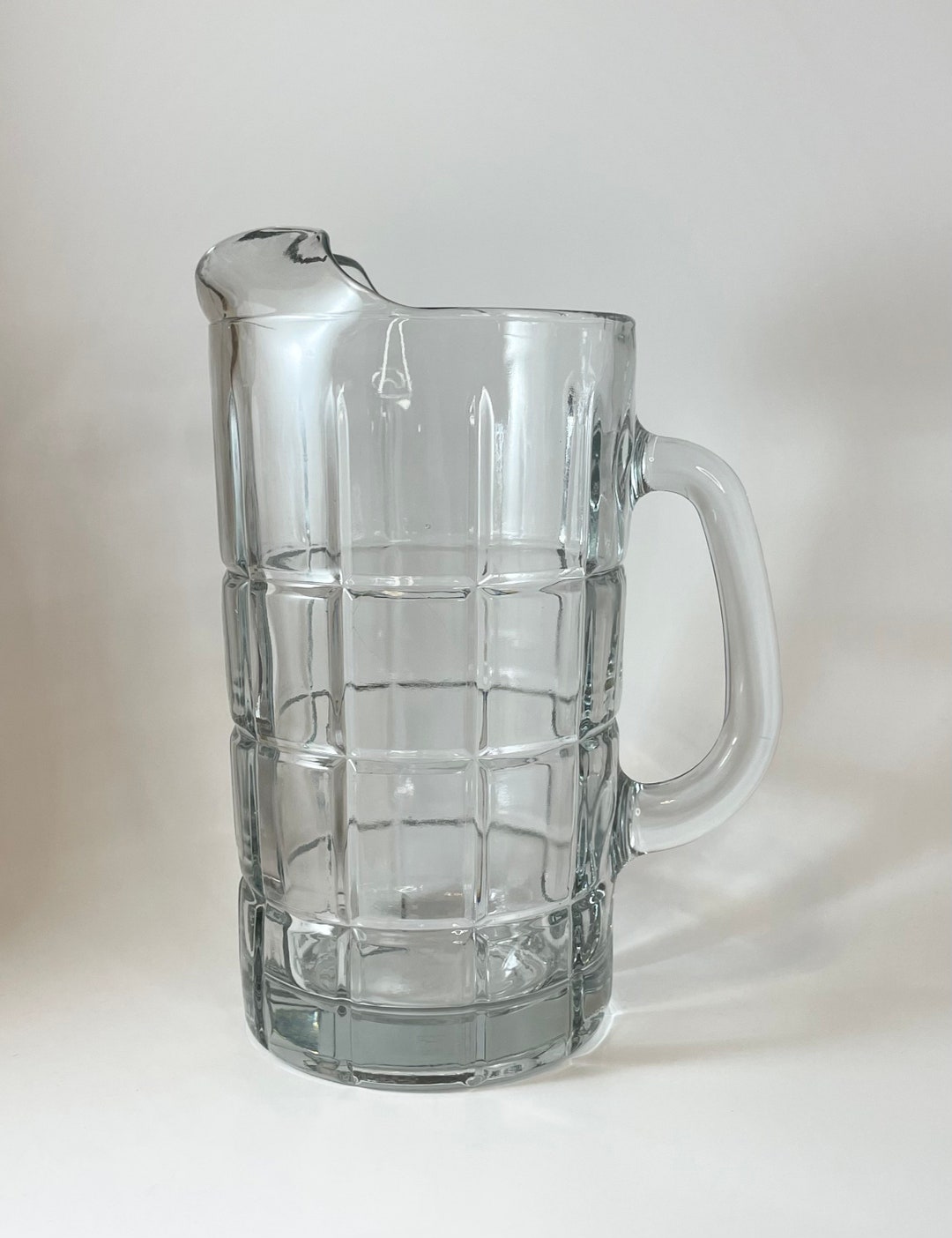Vintage Anchor Hocking Tartan Clear Glass Checkered 50 Oz Pitcher ...