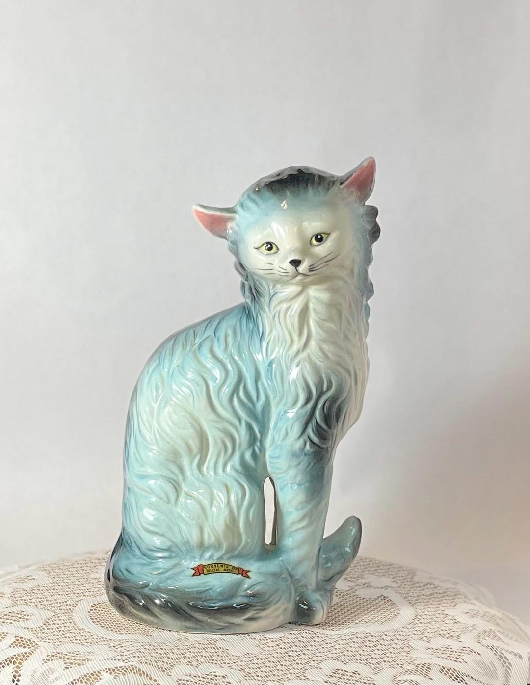 Vintage MCM Blue Cat Figurine, Funky Retro Kitty Statue 9" Tall, Made ...