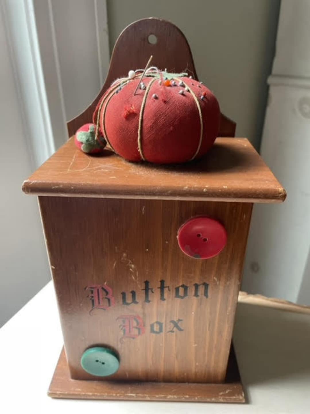 Vintage Wooden Button Box Antique Sewing Kit With Buttons - Etsy