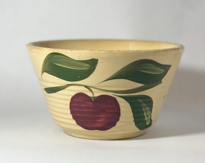 Vintage Watt Pottery Apple and Leaf Pattern Ribbed Nesting Stoneware ...