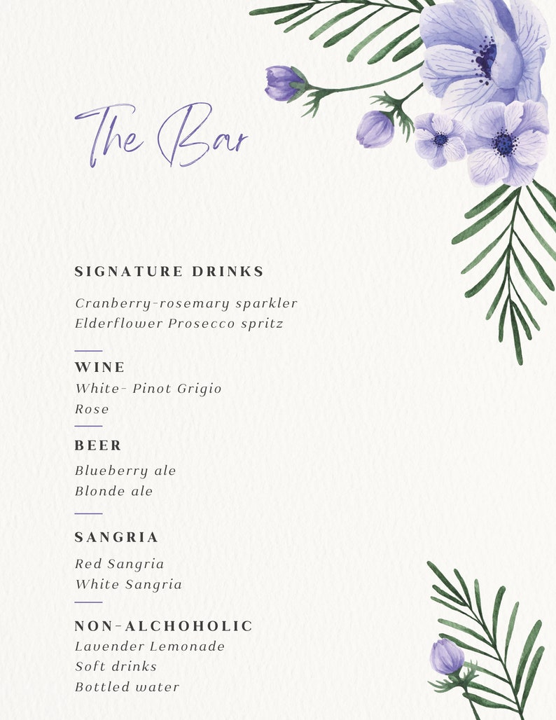 Custom Bar Menu *digital Print* - Etsy
