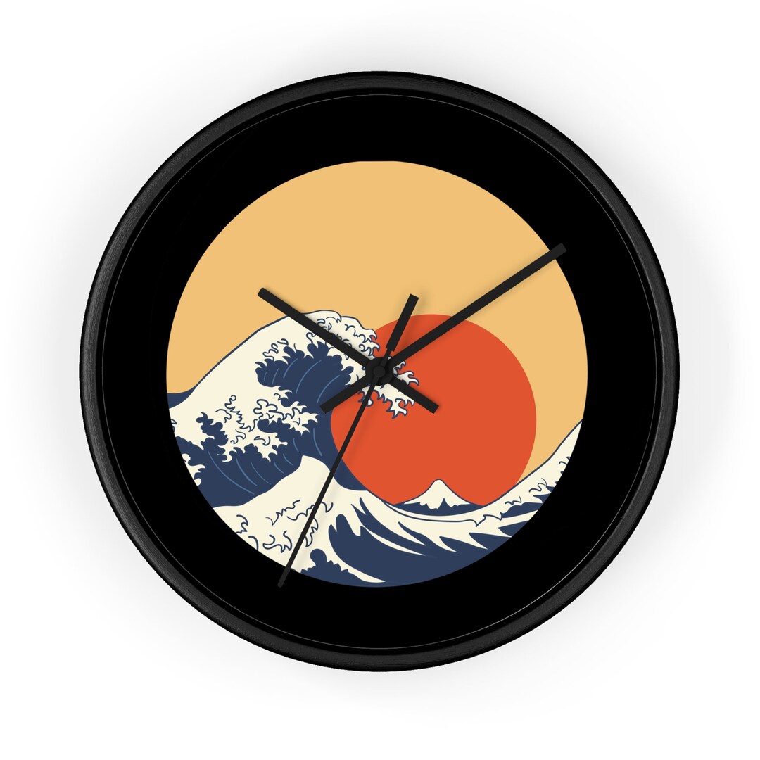 The Great Wave of Kanagawa Wall Clock Aesthetic Wall Clock Japanese Art ...