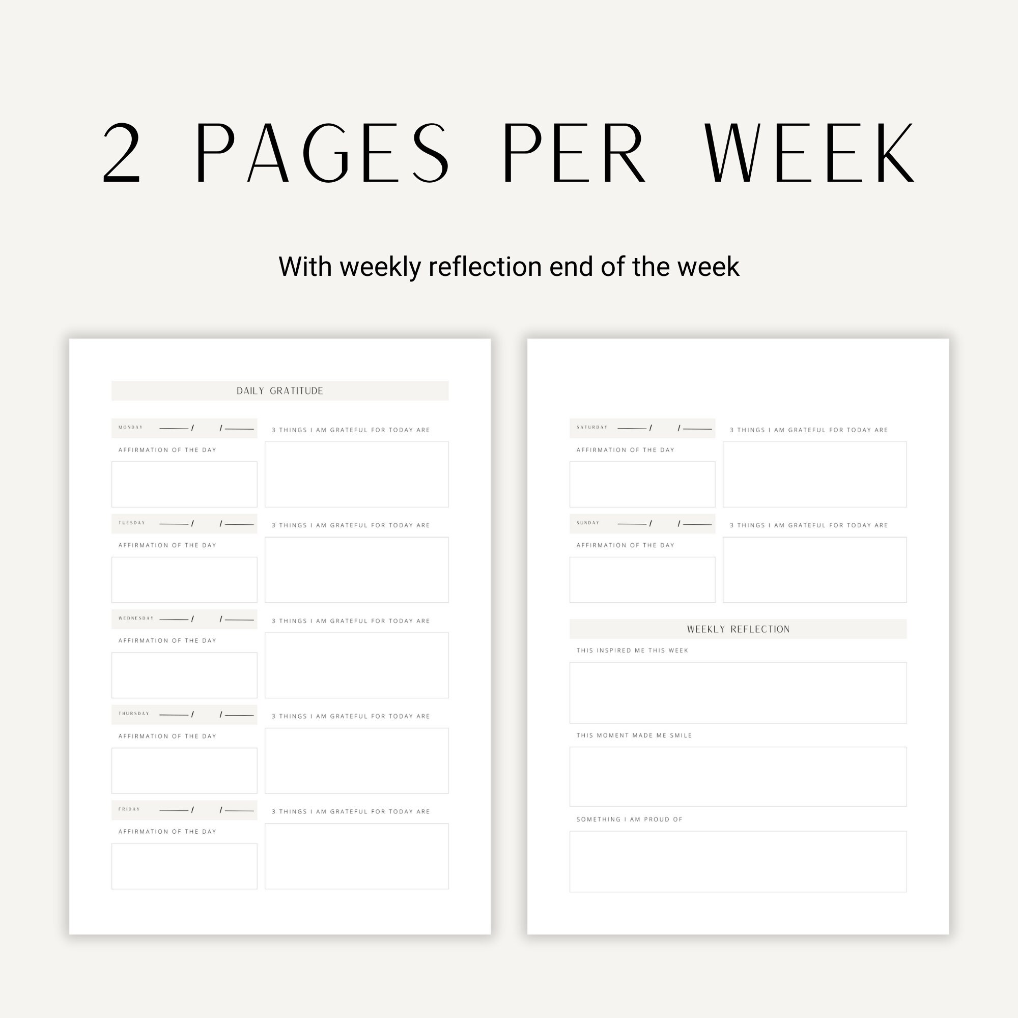 Simple Printable Gratitude Journal With Affirmations for Daily ...