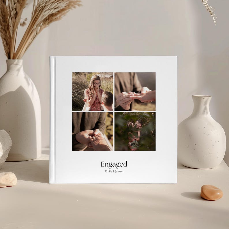 Personalized Engagement Photo Book – Custom Square Hardcover Album ...