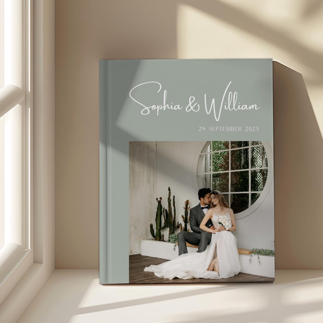 Sage Green Wedding Photo Album - 11x8 Custom Wedding Keepsake With ...