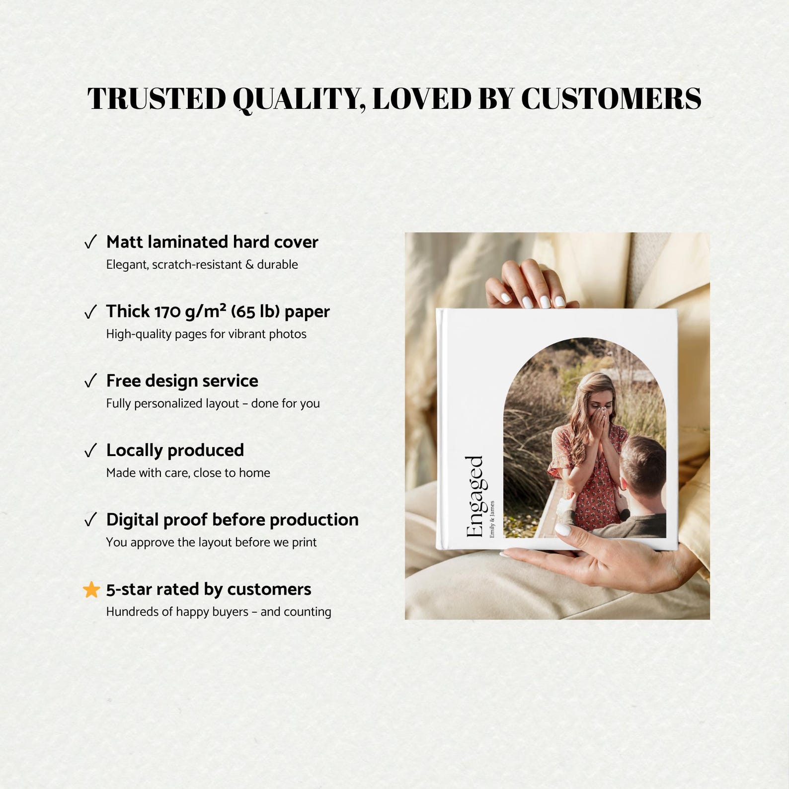Personalized Engagement Photo Book – Custom Square Hardcover Album ...