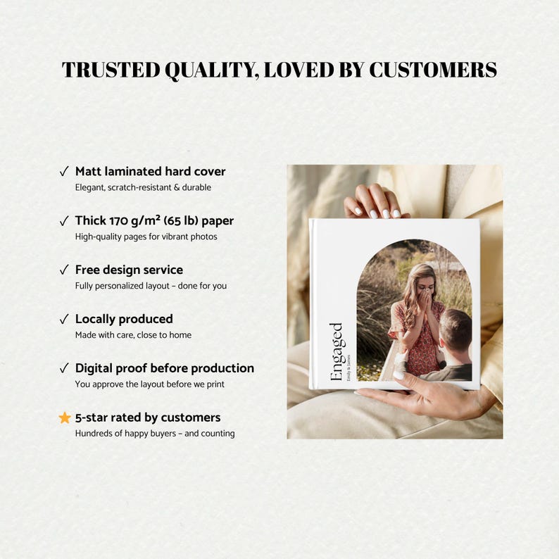 Personalized Engagement Photo Book – Custom Square Hardcover Album ...