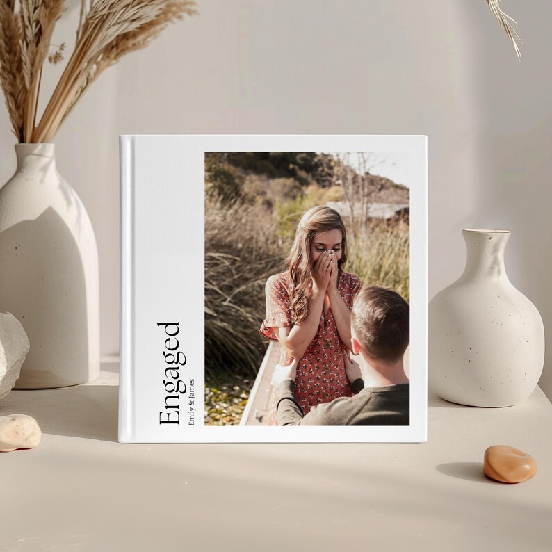 Personalized Engagement Photo Book – Custom Square Hardcover Album ...