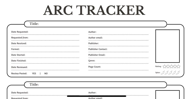 A4 Printable ARC Tracker | Digital Book Review Planner | Instant ...
