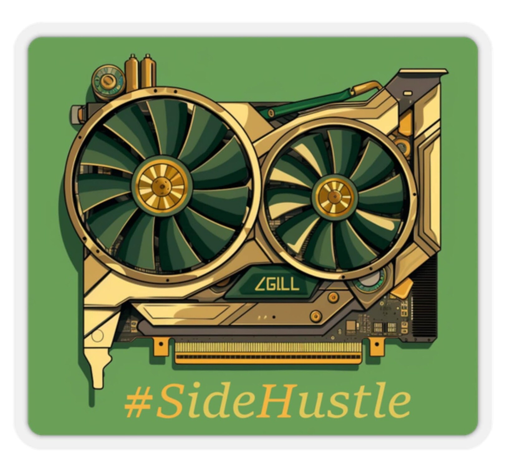 Gold GPU #sidehustle Sticker, Graphics Processor, Crypto Miner Fan, PC ...