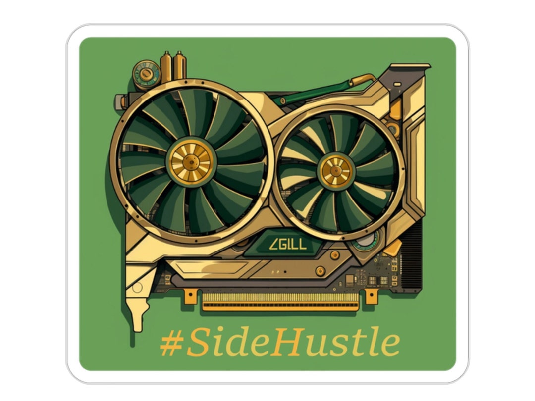Gold GPU #sidehustle Sticker, Graphics Processor, Crypto Miner Fan, PC ...