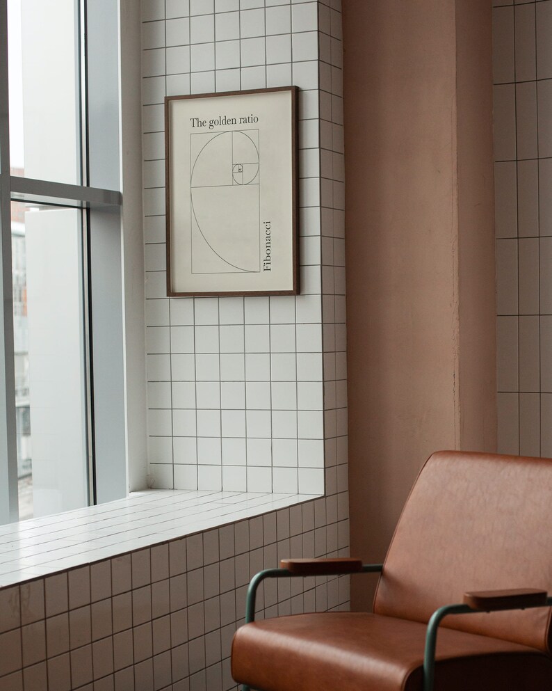 Printable Fibonacci Wall Art, Golden Ratio Vintage Poster, Minimalistic ...