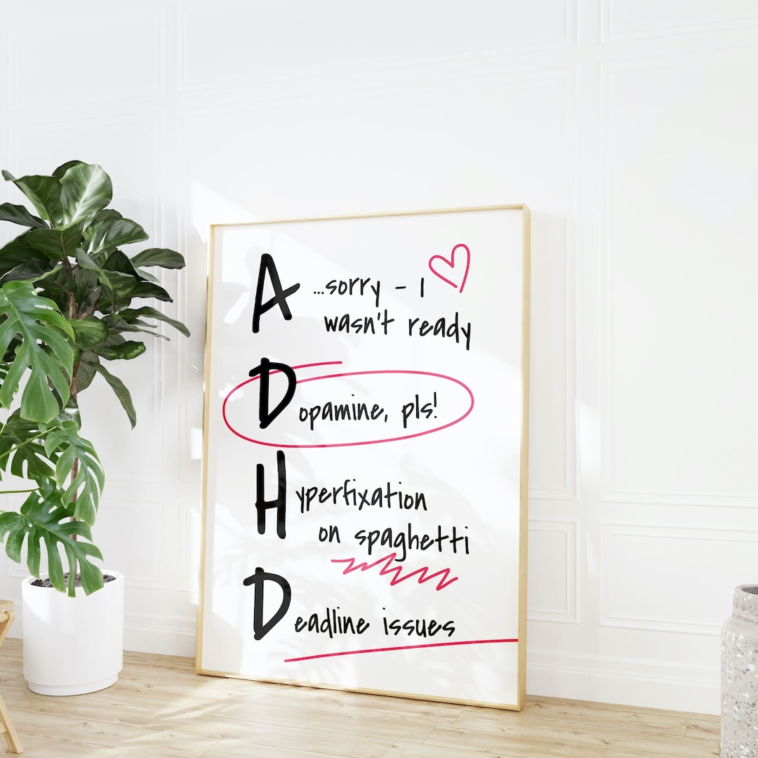 ADHD Funny Wall Art – Printable Neurodiversity Poster – Mental Health ...