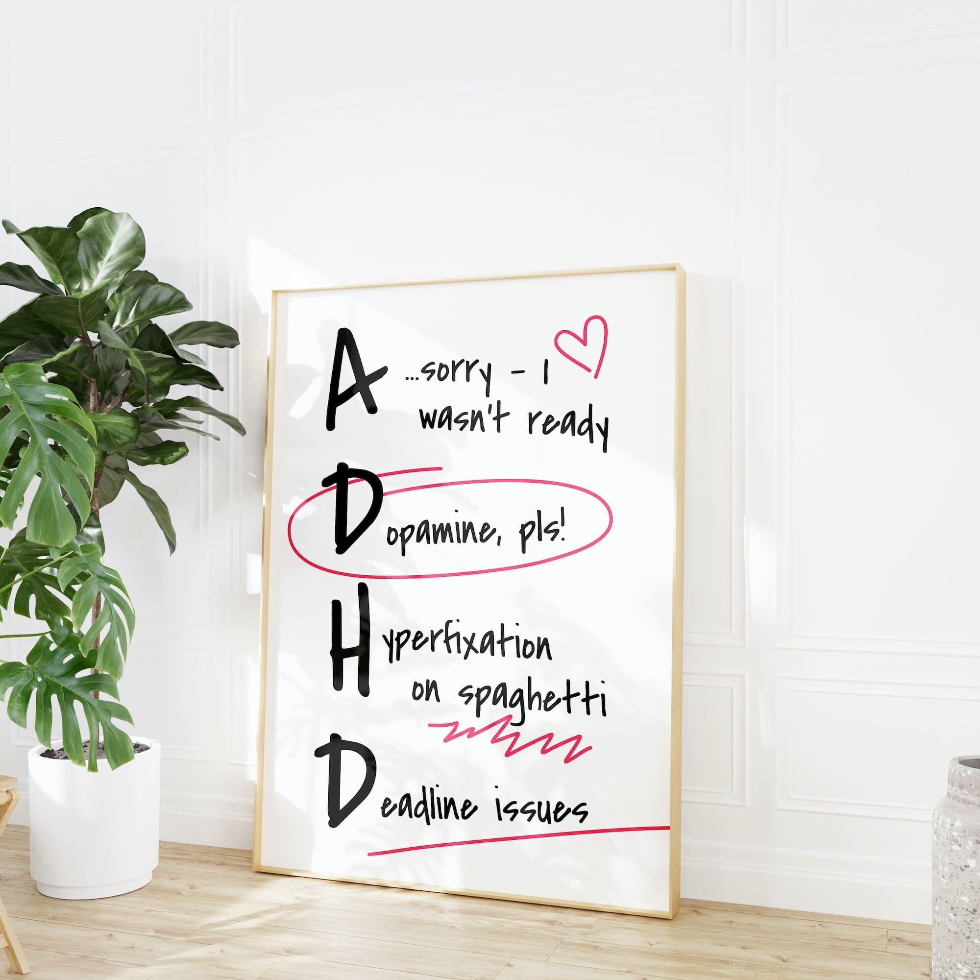 ADHD Funny Wall Art – Printable Neurodiversity Poster – Mental Health ...