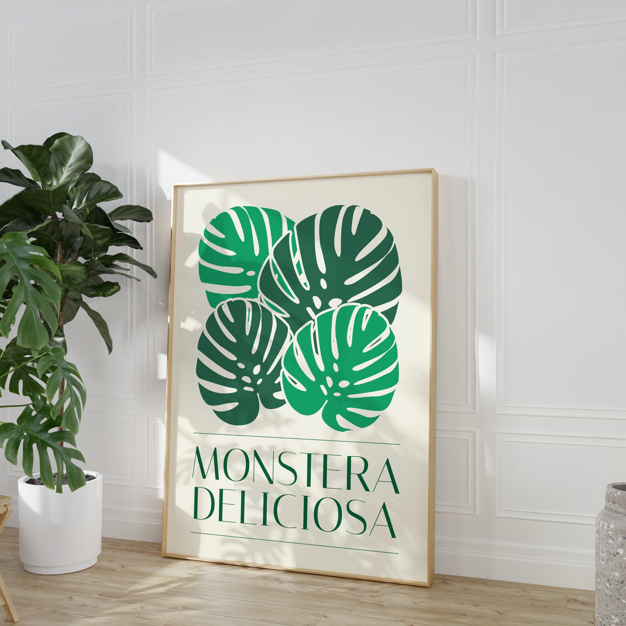 Vintage Monstera Deliciosa Wall Art, Handmade Poster, Trendy Nature ...