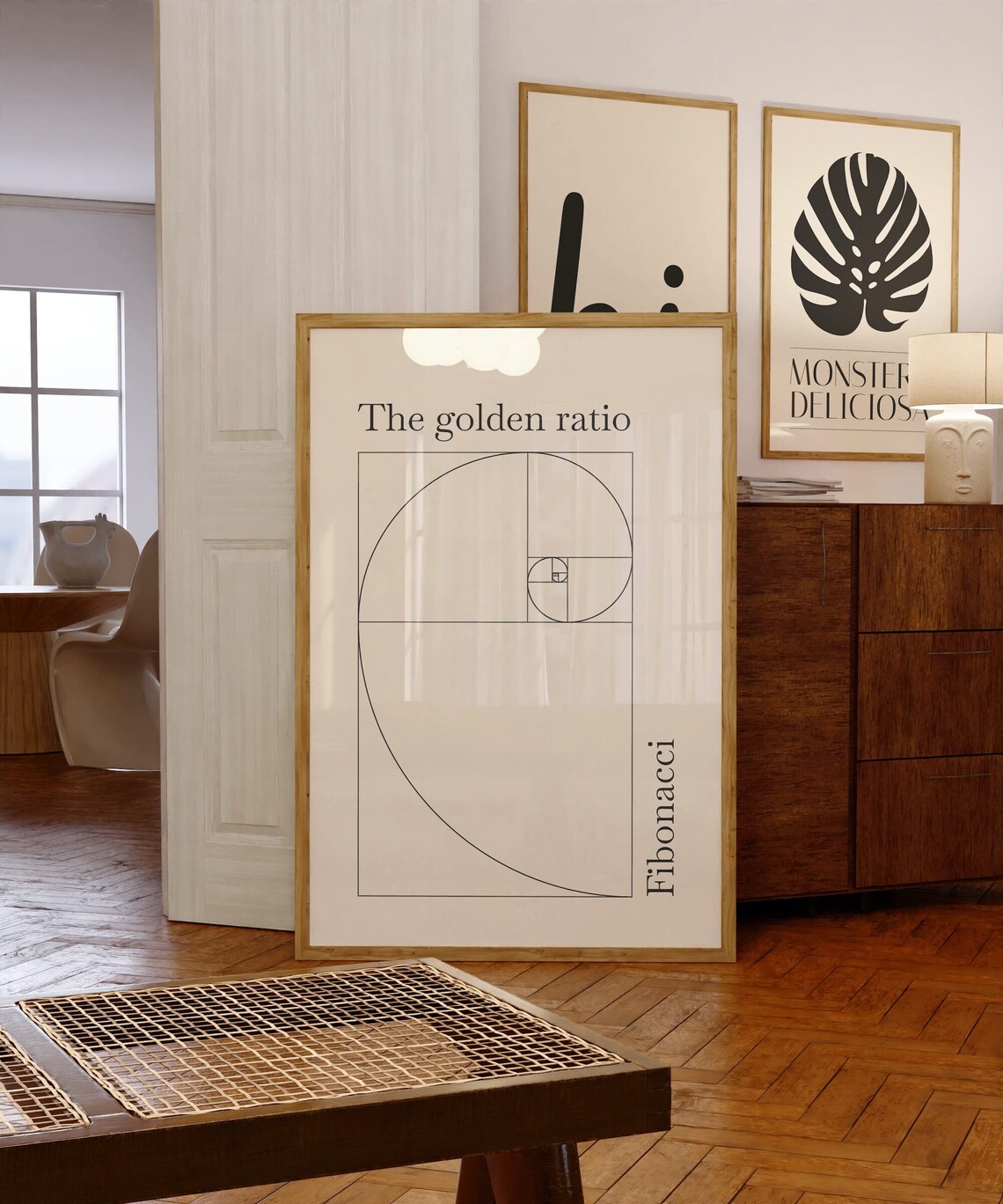 Printable Fibonacci Wall Art, Golden Ratio Vintage Poster, Minimalistic ...