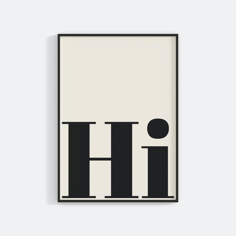 Hi Wall Art Greeting Poster Hello Print Vintage Entryway - Etsy
