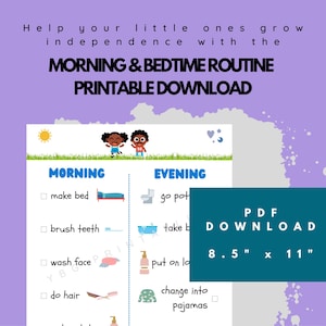 Kids Printable Morning and Bedtime Routine for Little Black Girls ...