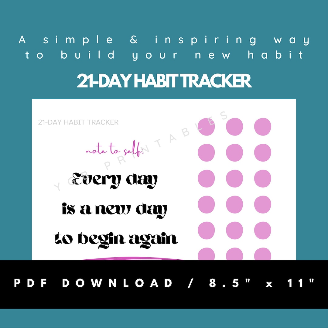 21-day Habit Tracker Printable | Minimalist Daily/weekly Habit Tracker ...