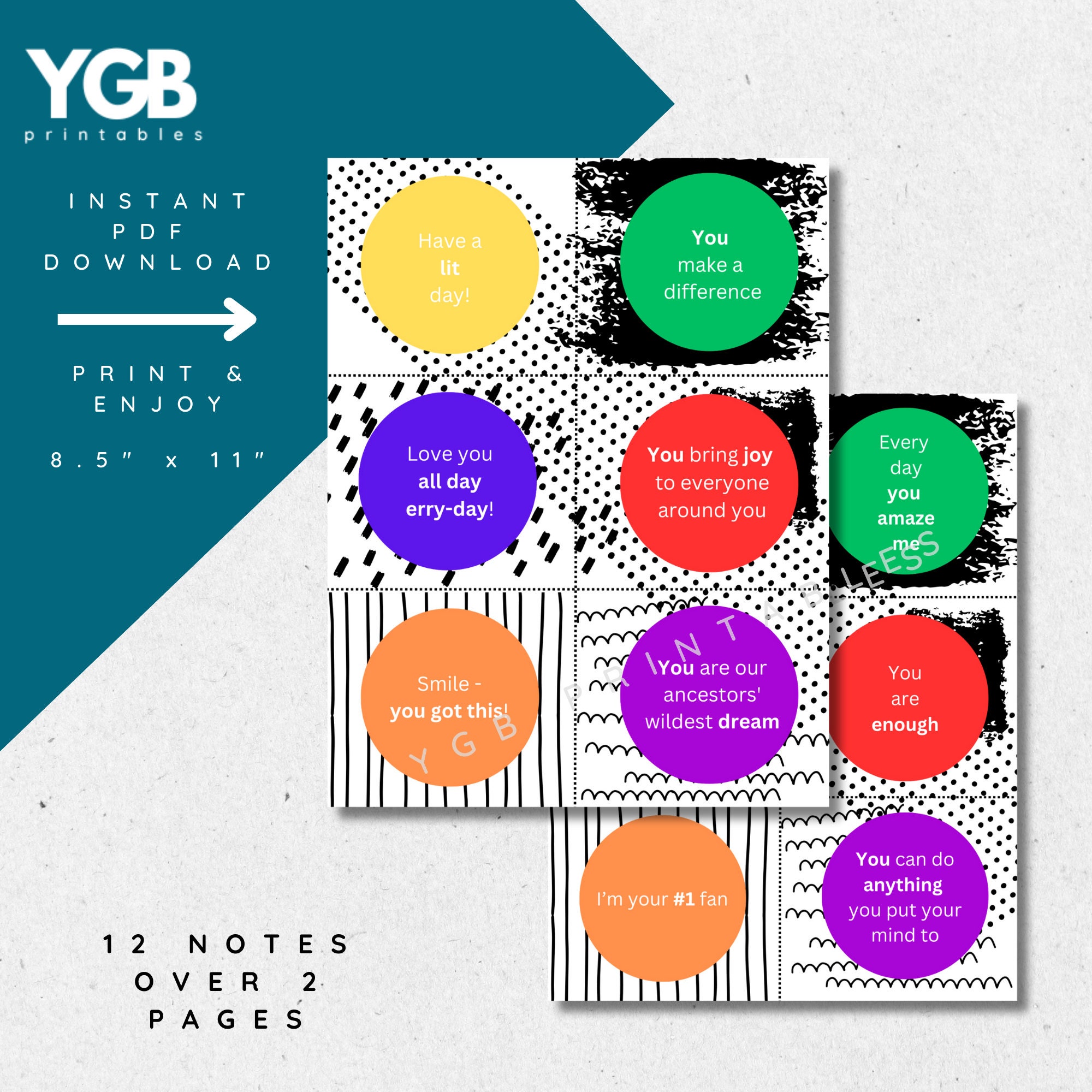 Lunch Box Notes Printable | 12 Lunchbox Cards | Lunch Notes for Kids ...