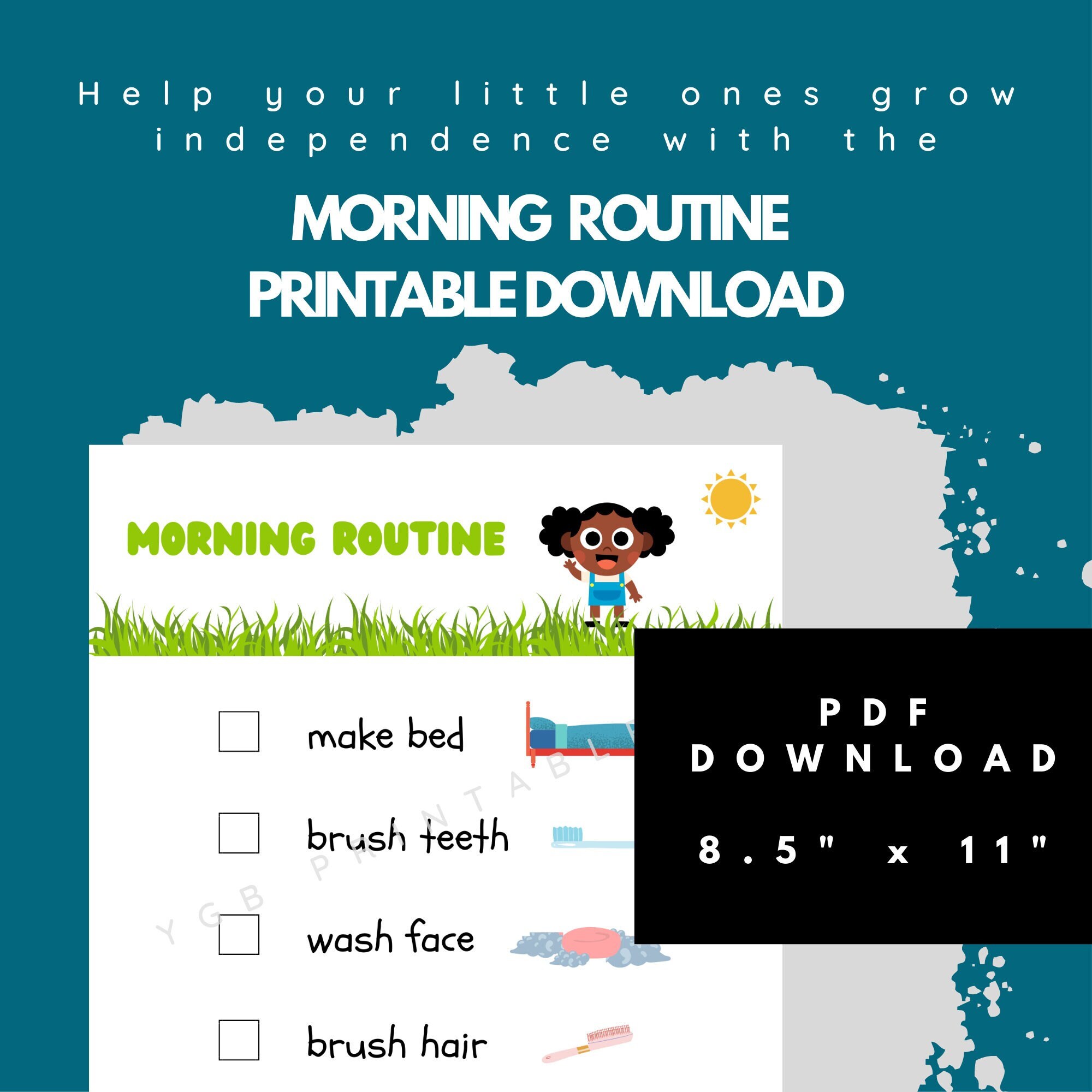 Printable Kids Morning Routine With Black Girl Character | Daily ...