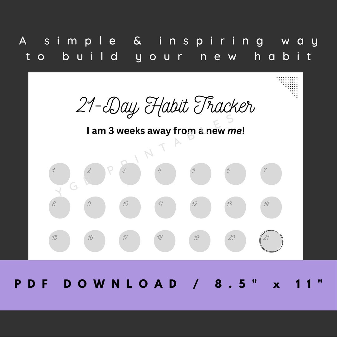 Minimalist 21-day Habit Tracker Printable | Daily/weekly Habit Tracker ...