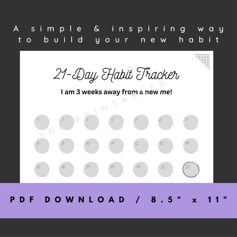 Minimalist 21-day Habit Tracker Printable | Daily/weekly Habit Tracker ...