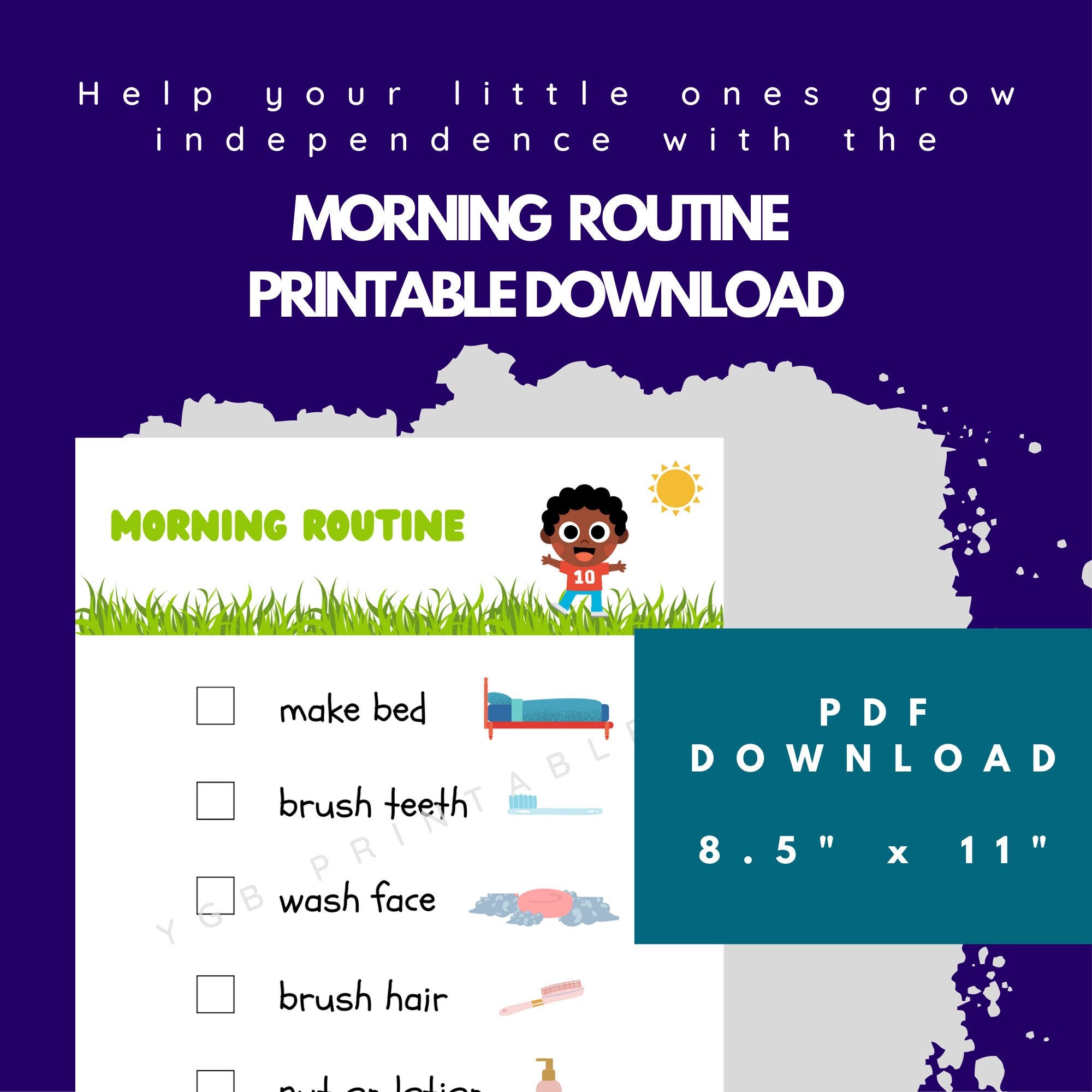 Printable Kids Morning Routine With Black Boy Character | Daily ...
