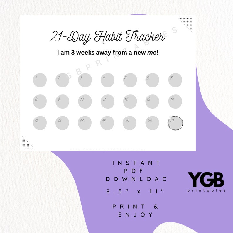 Minimalist 21-day Habit Tracker Printable | Daily/weekly Habit Tracker ...