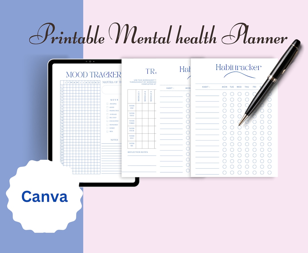 Mental Health Journal Printable Bullet Journal Mood Tracker Anxiety ...