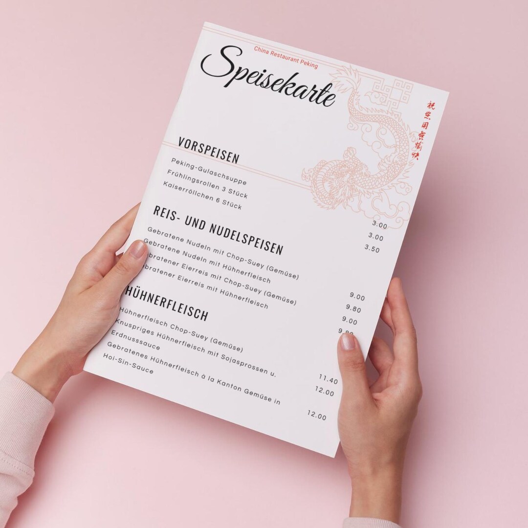 China Restaurant Menu Canva Template for Downloading Asian Dishes ...