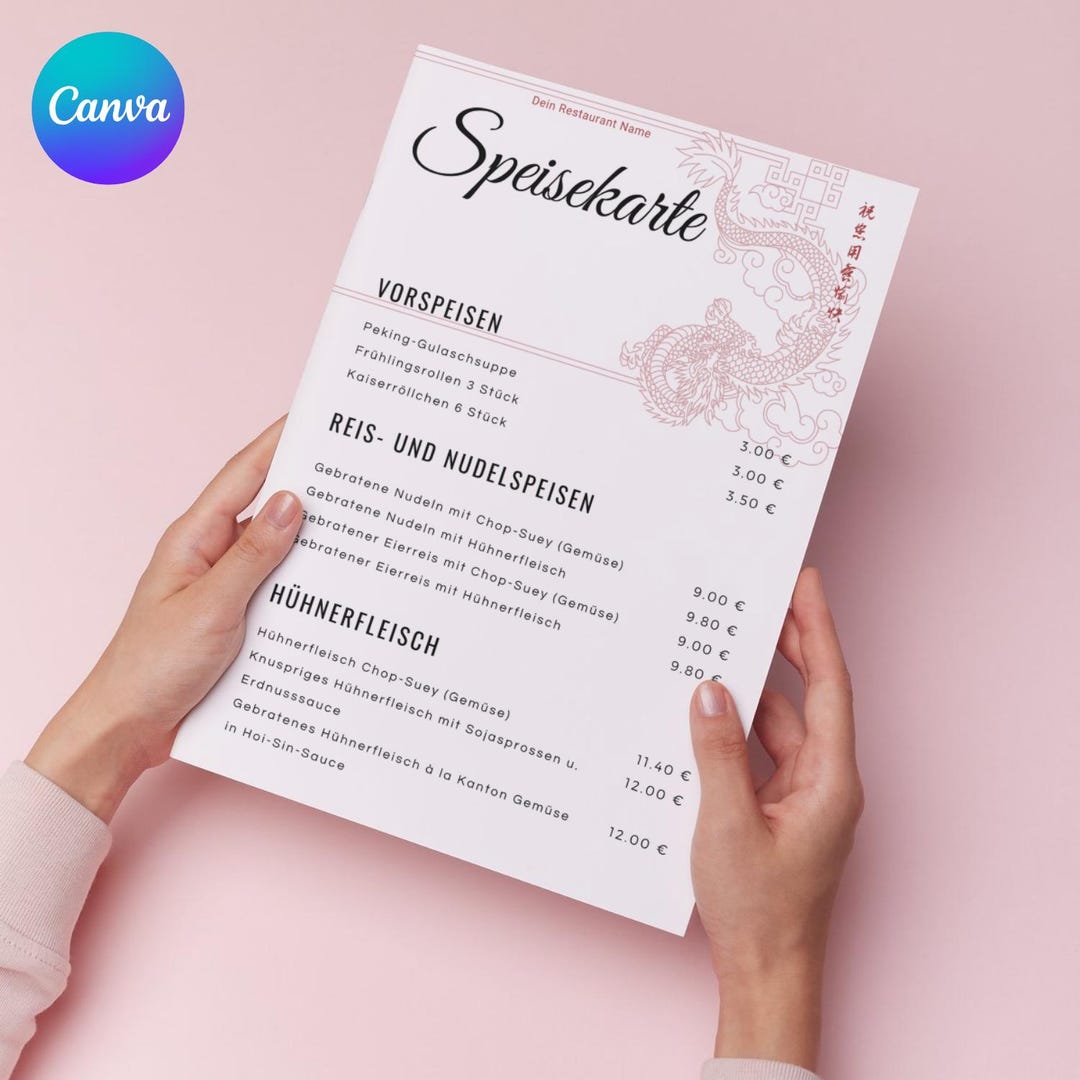 China Restaurant Menu – Canva Template for Downloading Asian Dishes ...