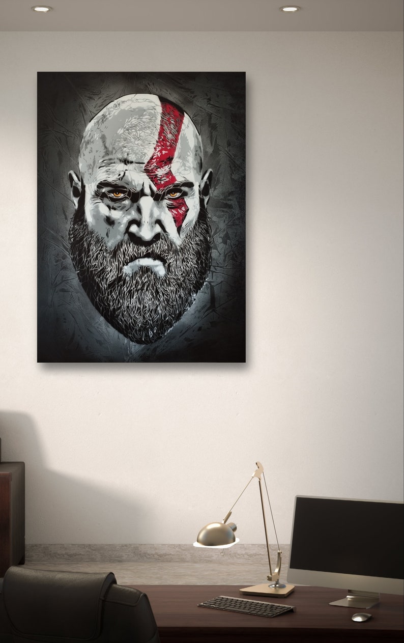 Kratos Original Custom Painting on Canvas With Spray Paint and Acrylics ...