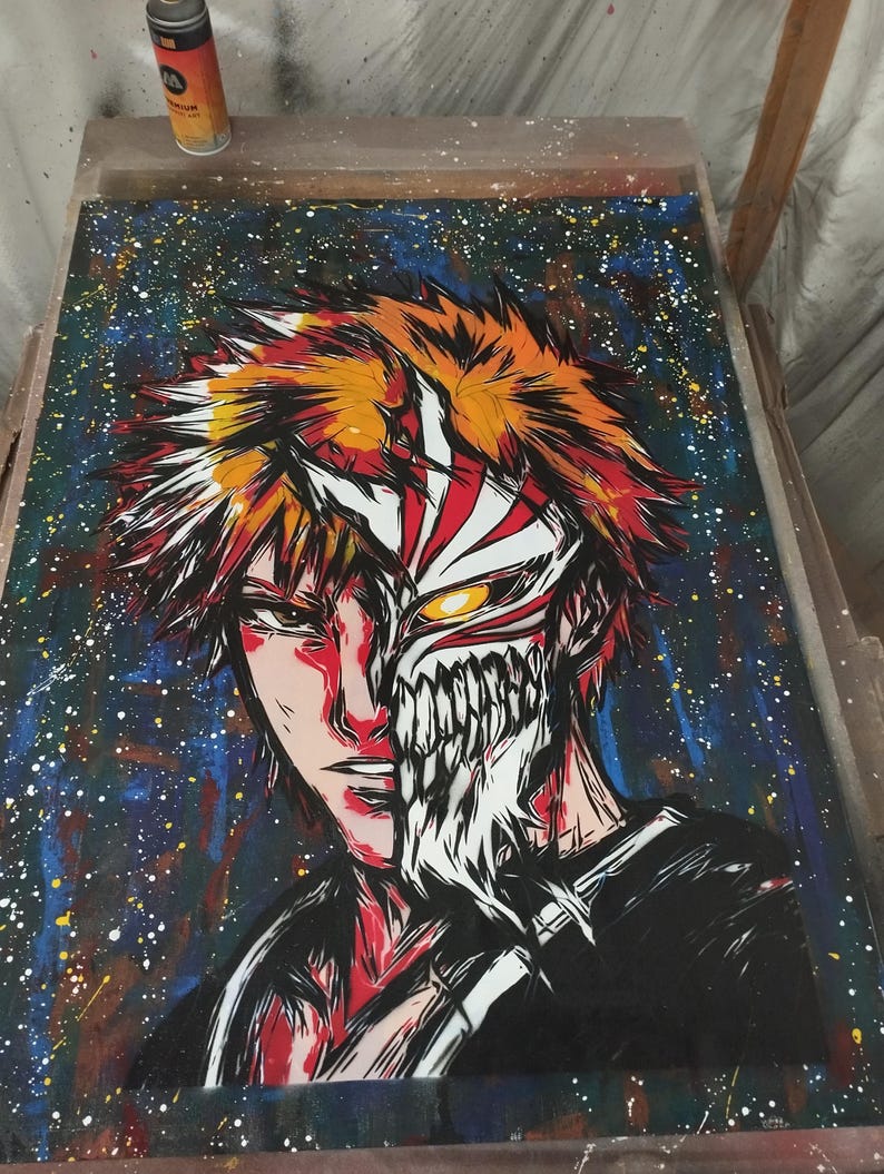 Anime Manga Character Original Custom Painting on Canvas With Spray ...