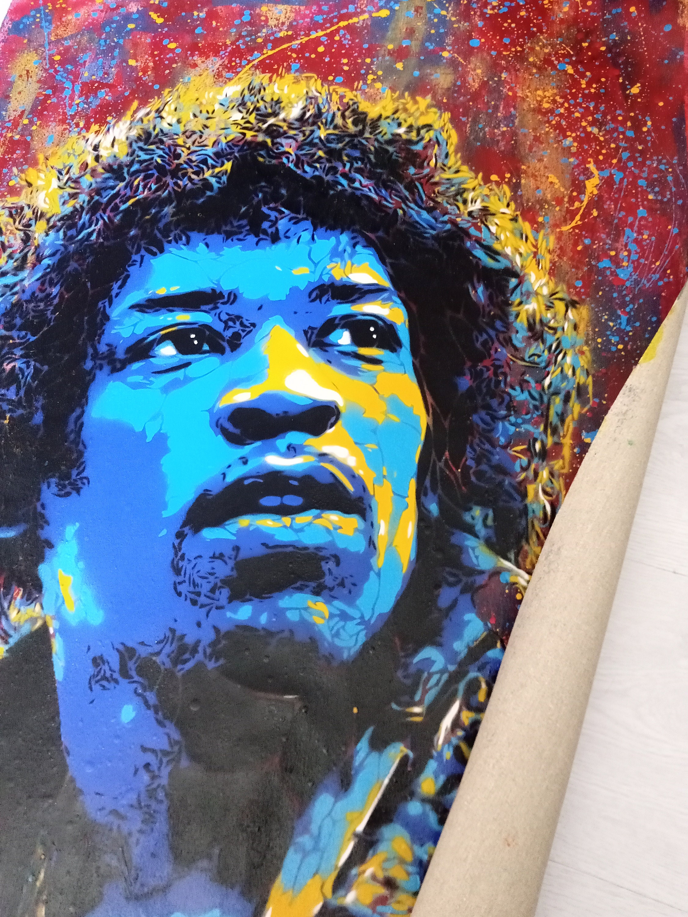 Jimi Hendrix Original Custom Painting on Canvas With Spray Paint and ...