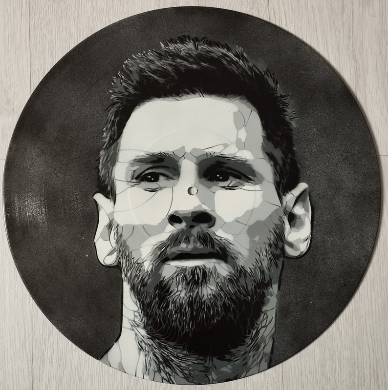 Messi Fan Special Gift Upcycling Custom Vinyl Record Original Painting ...