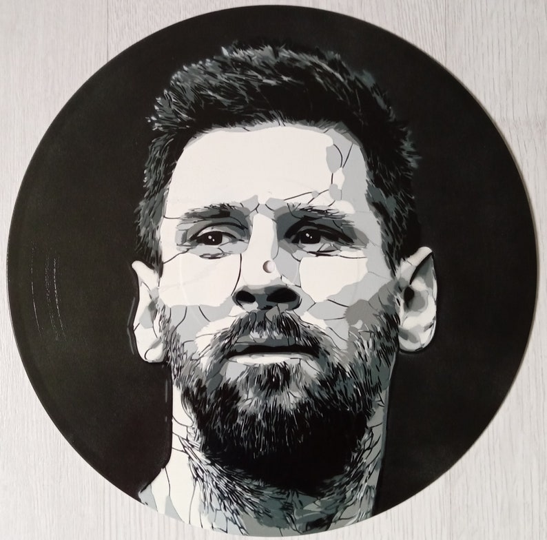 Messi Fan Special Gift Upcycling Custom Vinyl Record Original Painting ...