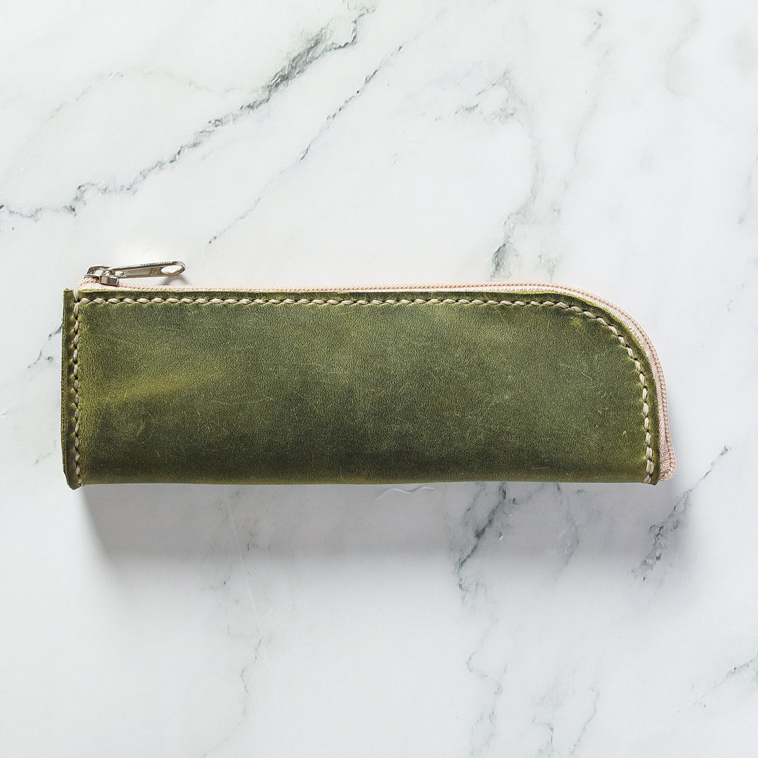 Handmade Leather Zip Pen Case - Etsy