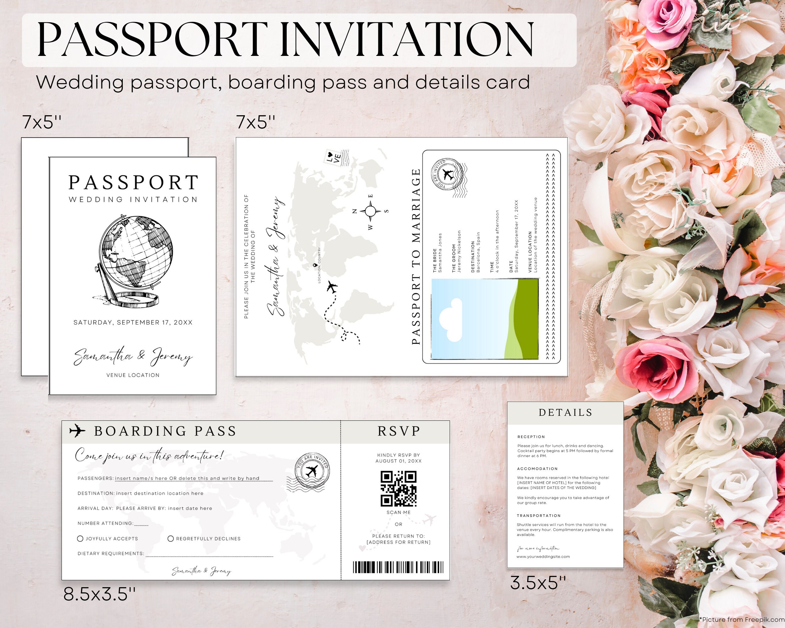 Passport Wedding Invitation Printable Boarding Pass Save the - Etsy