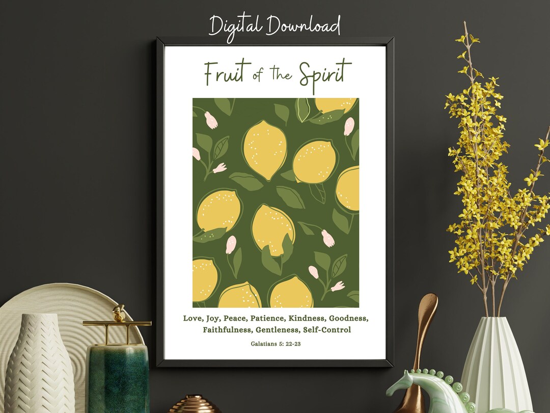 Fruit of the Spirit Galatians 5:22-23 Bible Verse Print for Christian ...