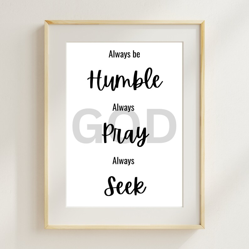 Christian Wall Art Printable Humble Pray Seek God Entryway Art - Etsy