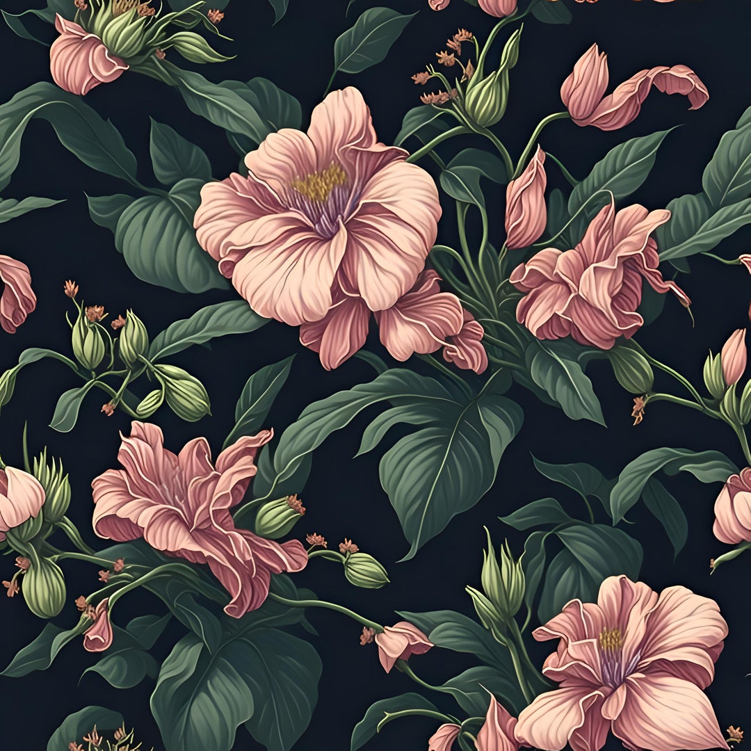 Pink Tropical Floral Digital Printable Art,customized Flower Pattern ...