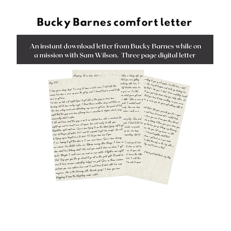 Bucky Barnes Digital Letter, POV Comfort Character Letter, Digital ...