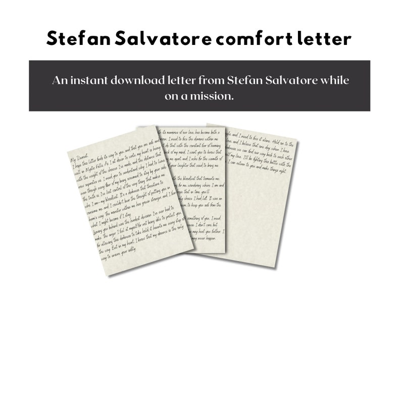 Stefan Salvatore Digital Letter Confession of Love, Instant Download ...