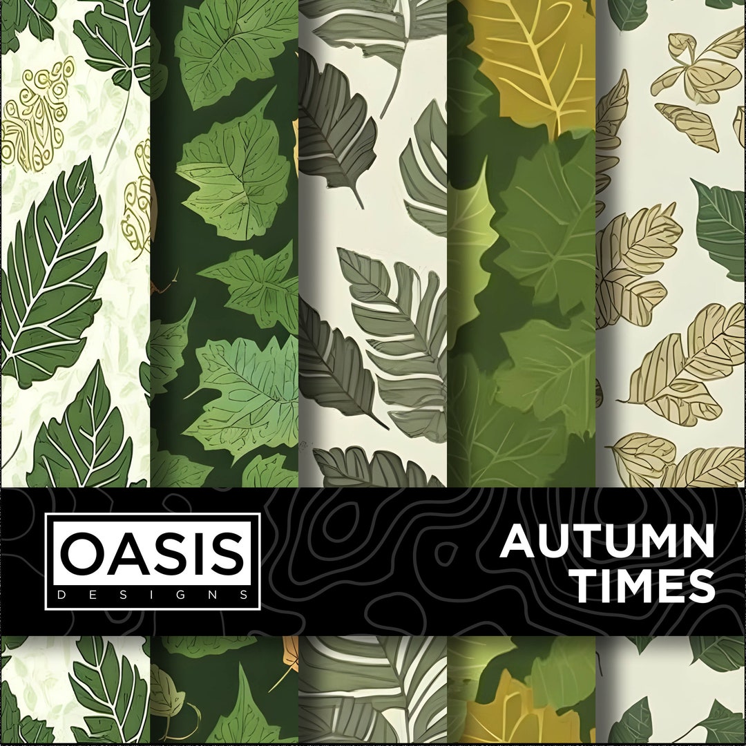 Leaves Designs Pack of 8 Seamless Patterns Seamless Digital - Etsy