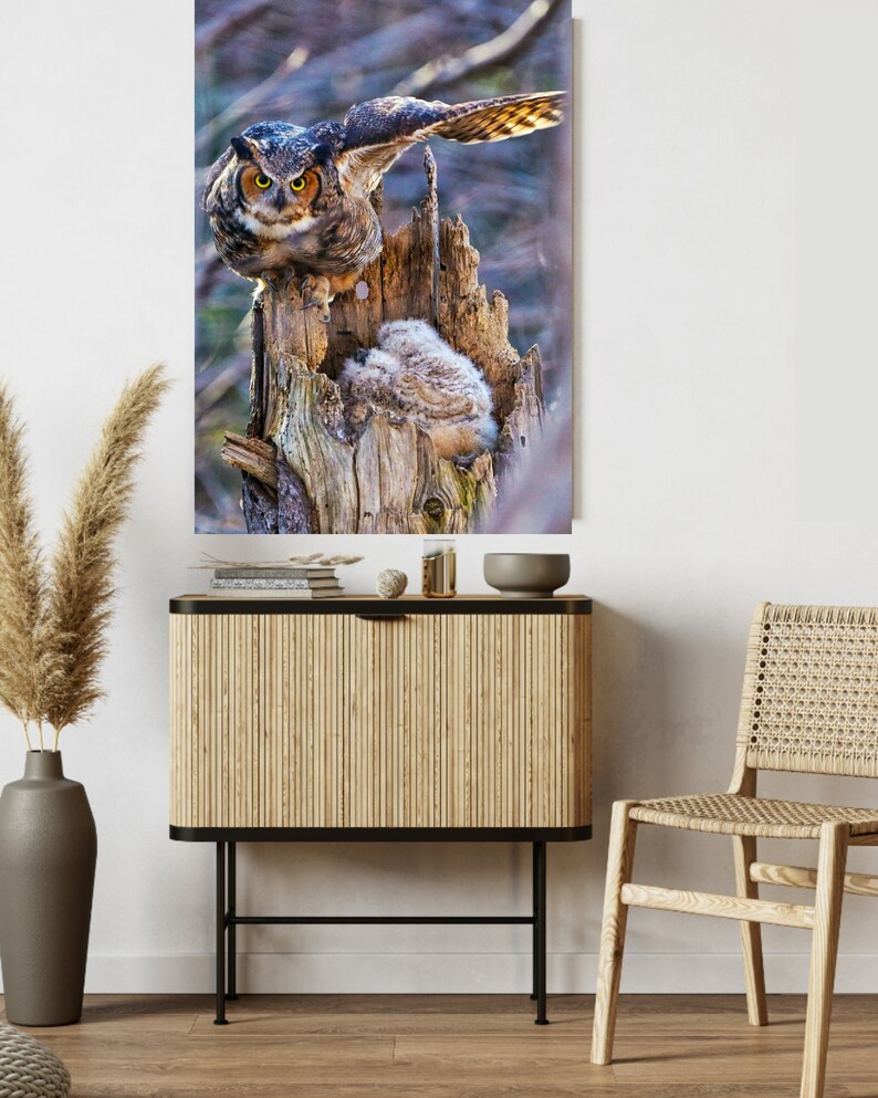 Owl Printable Art Owl Digital Print Great Horned Owl Decor Night Owl ...