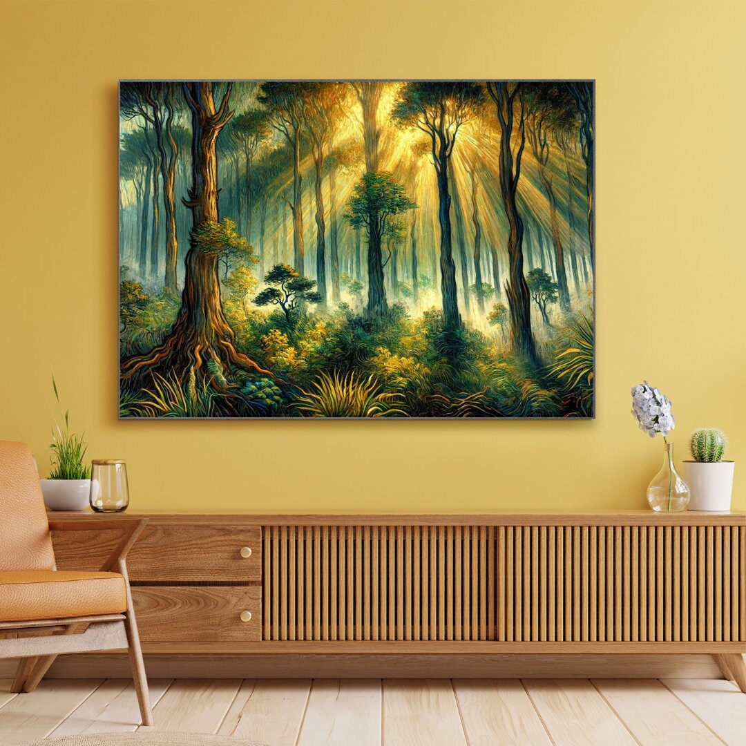 Forest Sunlight Art Print Digital Print Sunlight Through Trees Print ...
