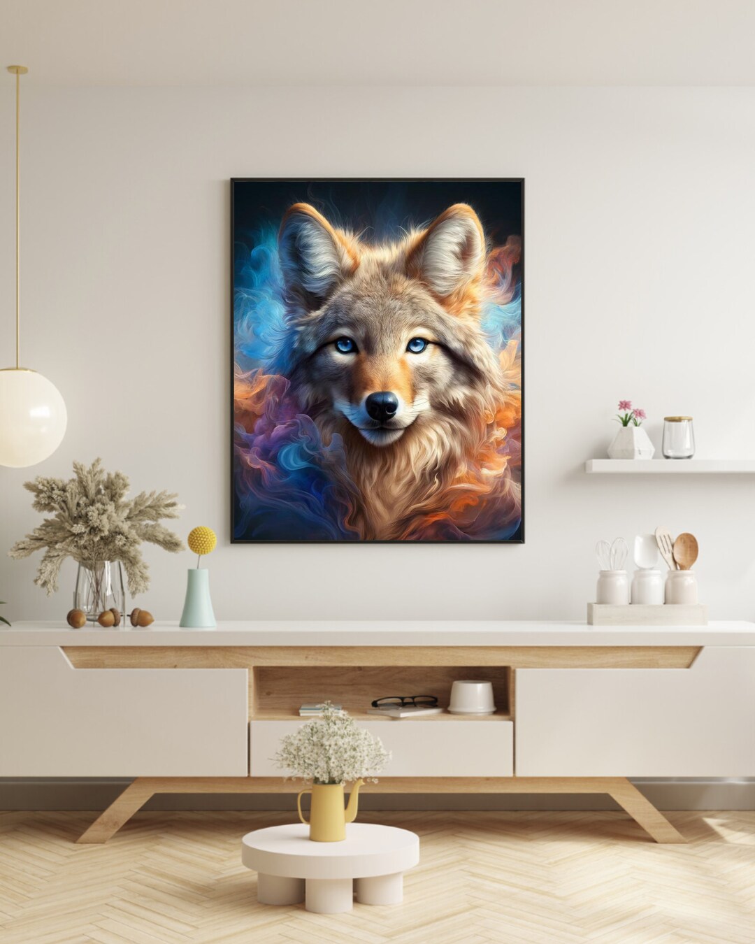 Majestic Wolf Art Print Digital Download Colorful Wolf Wall Art Animal ...