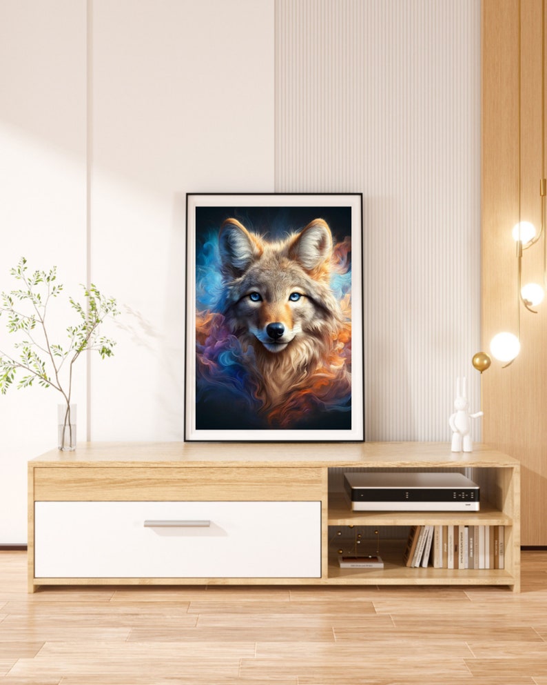 Majestic Wolf Art Print Digital Download Colorful Wolf Wall Art Animal ...